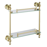 Полка в ванную стеклянная 2-ярусная золото OUTE (арт TG2811-2) - купить ...